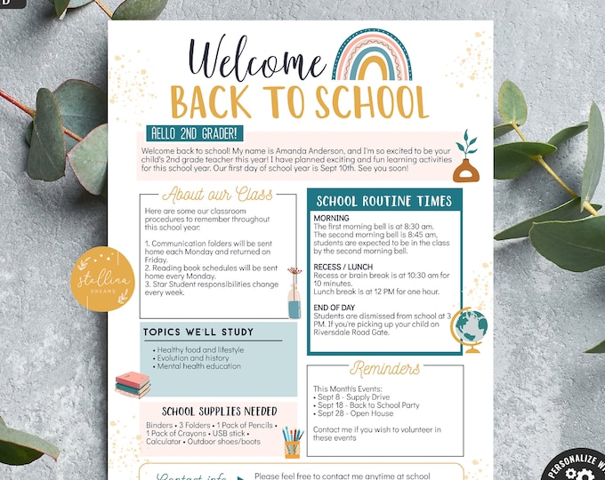 EDITABLE School Newsletter, Back to School Letter, Welcome Back to ...