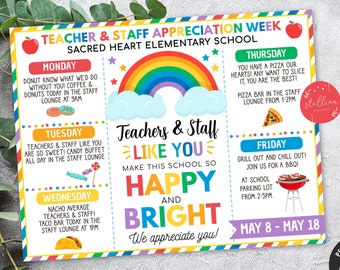 Teacher Appreciation Week Itinerary, Make This School so Bright & Happy ...