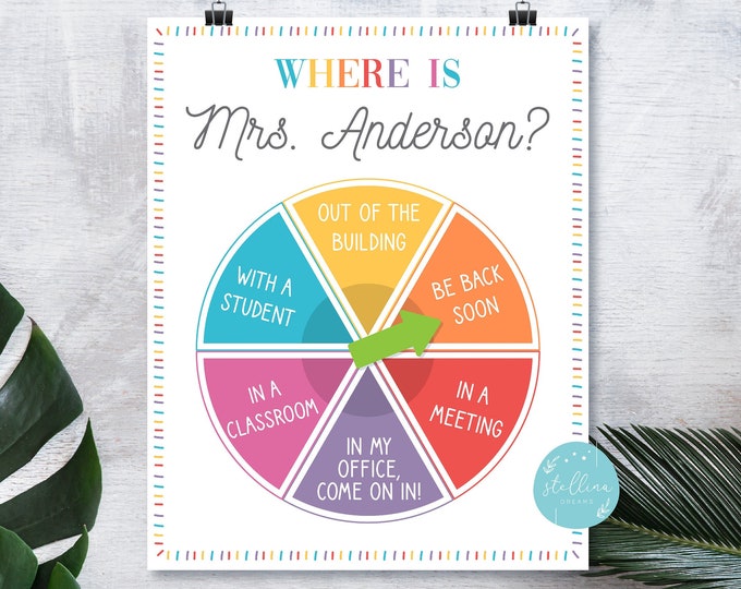Editable Where's the Teacher Sign, Classroom Door Sign, Custom Teacher ...