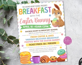 EDITABLE Breakfast With the Easter Bunny, Easter Breakfast Invitation ...
