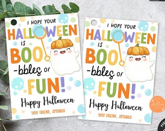 Halloween Gift Tags, Boo-bbles of Fun Kids Friend Classroom Trick or ...