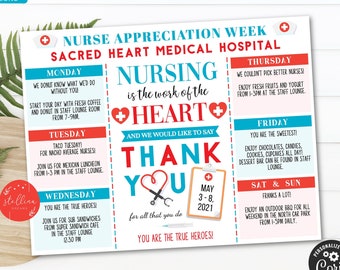 Nurse Appreciation Week Itinerary Template, Heart Medical National ...