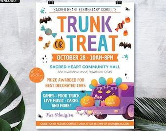 Editable Halloween Trick or Treat Invitation Flyer - Etsy