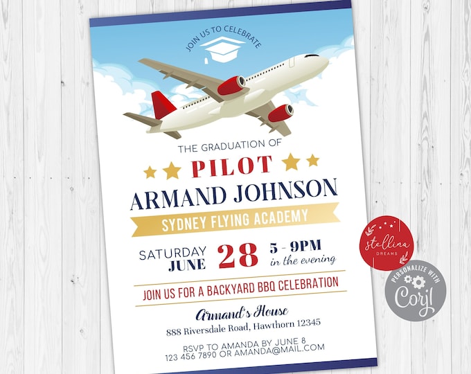 Pilot Graduation Invitation Air Force Academy Graduate Invite ...