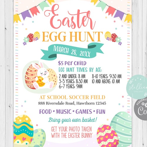 Easter Egg Hunt Flyer Printable Invite Easter Party - Etsy
