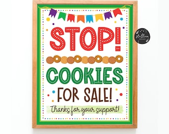 Cookie Booth Sign, Cookies Sold Here, Printable Cookie Drop Banner ...