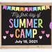 First Day of Summer Camp Chalkboard Sign, Printable Summer Camp Sign ...