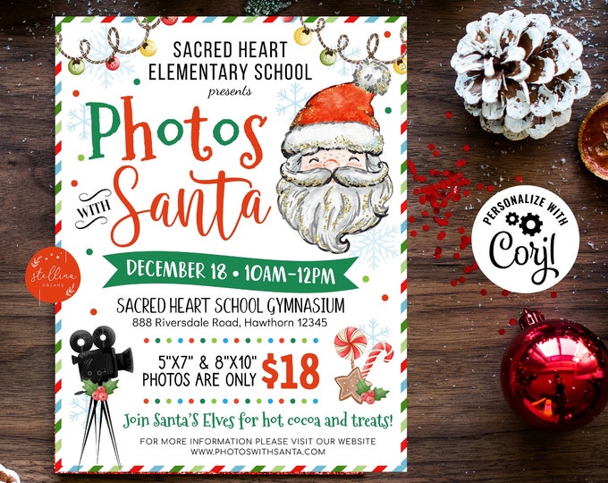 EDITABLE Photos With Santa Flyer, Breakfast With Santa Invitation, Kids ...