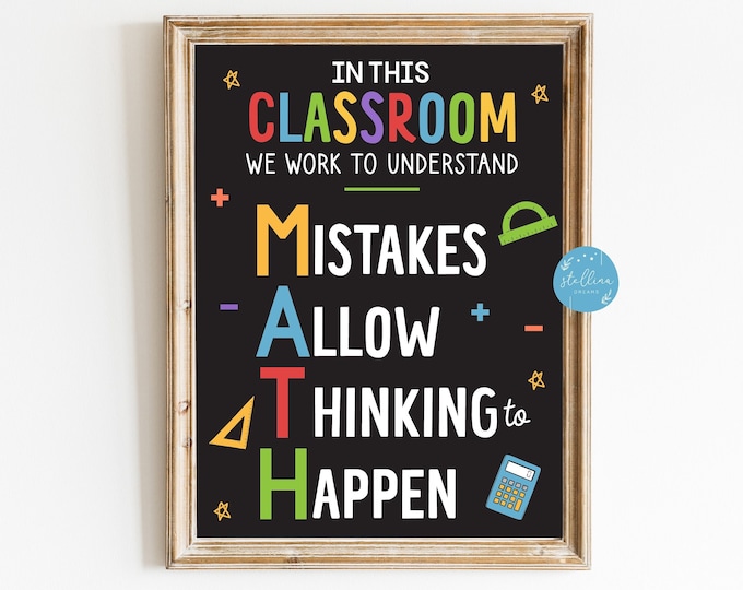 MATH Teacher Classroom Poster, Printable Mistakes Math Classroom ...