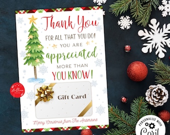 Christmas Thank You Gift Card Holder, Teacher Staff Employee Nurse ...