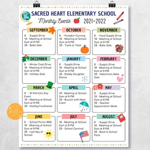 Printable/editable PTO PTA Monthly Events Template Pto/pta - Etsy