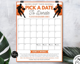 EDITABLE Basketball Pick a Date to Donate Printable, Basketball ...