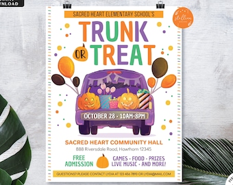Editable Halloween Trick or Treat Invitation Flyer - Etsy