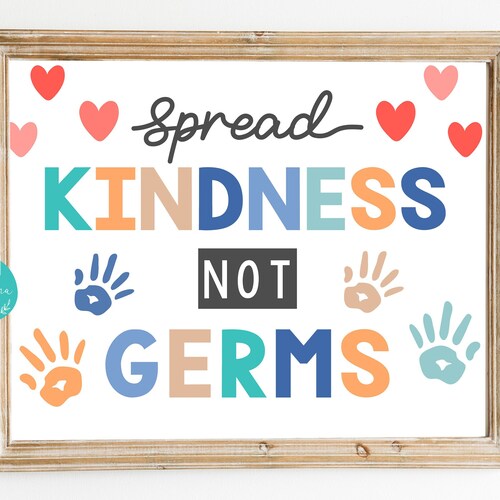 Spread Kindness Not Germs School Health Safety Poster Health - Etsy