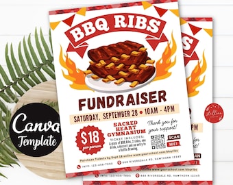 BBQ Fundraiser Flyer Barbeque Cookout Event Invitation Company Grill ...