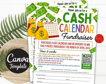 Editable Cash Calendar Fundraiser Flyer, School Take Home Fundraiser ...