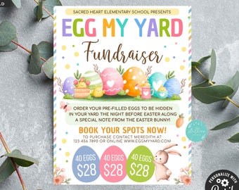 Easter Egg My Yard Fundraiser Flyer: Editable Spring Egg Hunt Invite ...