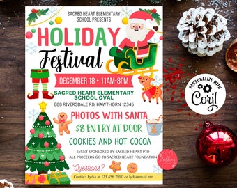 EDITABLE Holiday Festival Christmas Flyer/poster Printable Christmas ...