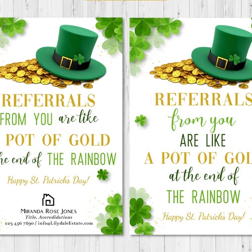 St Patricks Day Pop-by Tag Pot of Gold Pop-by Thank You for - Etsy
