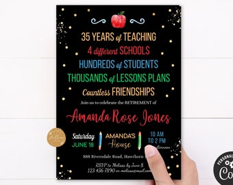 Editable Teacher Retirement Invitation, Printable Digital Teacher ...