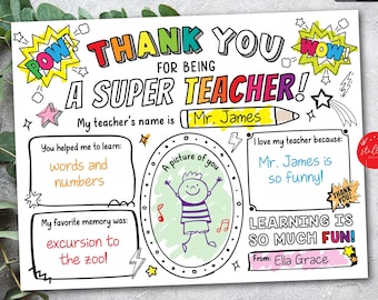 Superhero Teacher Appreciation Staff Printable, My Teacher is Super ...