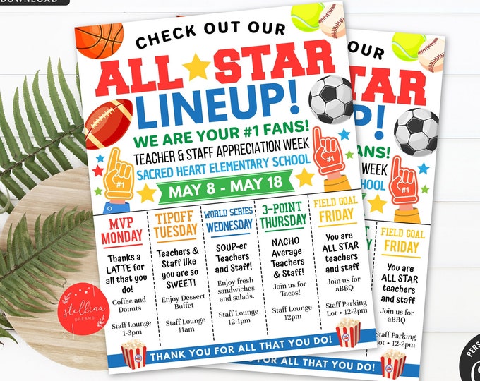 Sports All Star Vip Teacher Appreciation Week Itinerary Poster All Star ... Sports All Star Vip Teacher Appreciation Week Itinerary Poster All Star ...