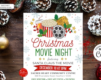 EDITABLE Halloween Movie Night Flyer, Printable PTA PTO Flyer Fall ...