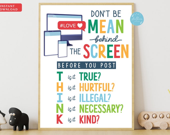 Anti Cyber Bully Poster Classroom Decor Counselor Office Poster ...
