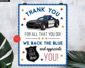 Police Appreciation Sign, Thanks You Decor, We Back the Blue and ...