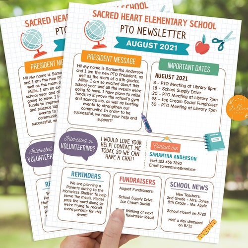 Editable August PTO PTA Newsletter Flyer Printable School - Etsy
