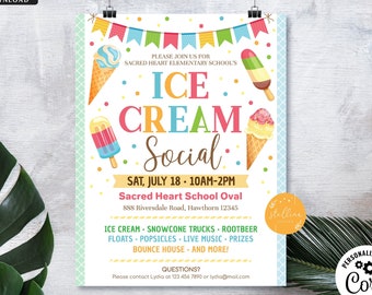 EDITABLE Ice Cream Social Flyer, Teacher Appreciation Week, Printable ...