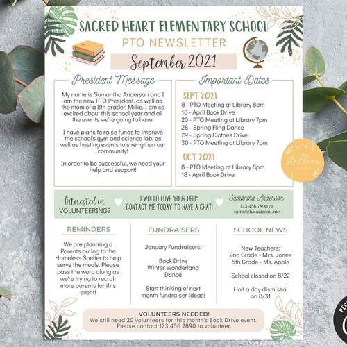 Editable August PTO PTA Newsletter Flyer Printable School - Etsy