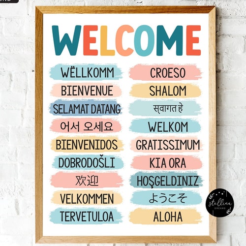 Welcome Sign Multi-language Welcome Printable Office Wall - Etsy