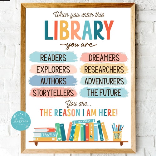 School Library Classroom Poster Librarian Decor Technology - Etsy UK