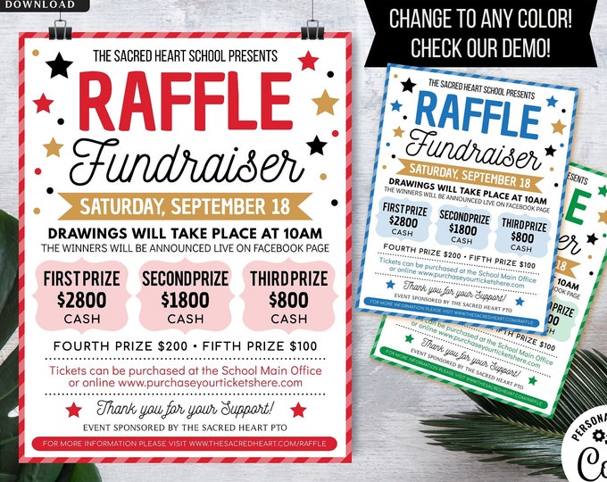 50/50 Raffle Ticket Fundraiser Flyer, Split the Pot Raffle Fundraiser ...