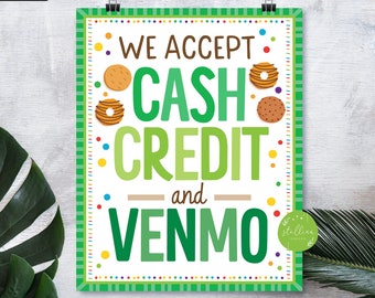 We Accept Payments Sign Cash Credit and Venmo, Fundraising Booth, Bake ...