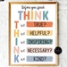 Think Before You Speak Sign, Printable Classroom Decor, Motivational ...