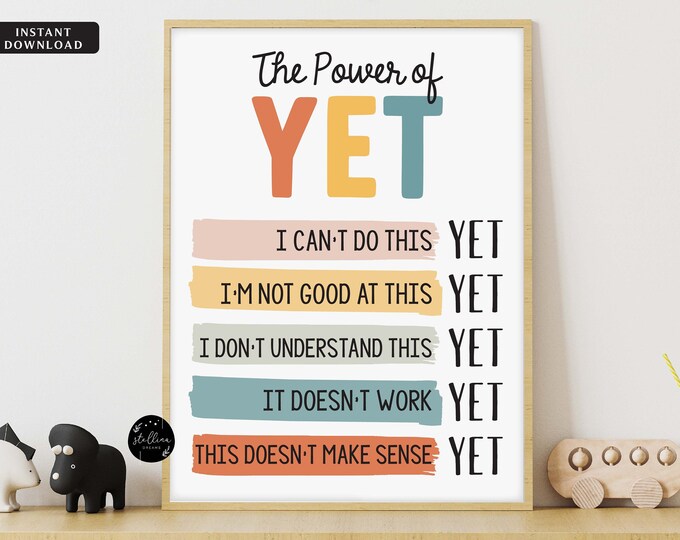 The Power of yet Printable Poster Growth Mindset INSTANT - Etsy Hong Kong