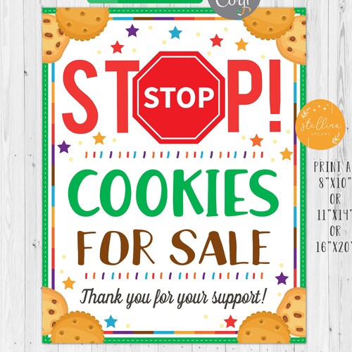 Stop Cookies Sold Here Stop Cookies for Sale Cookie Booth - Etsy