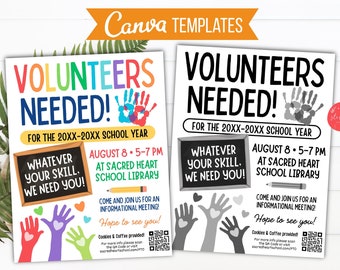 EDITABLE Volunteer Recruitment Flyer, Printable Handout, School ...