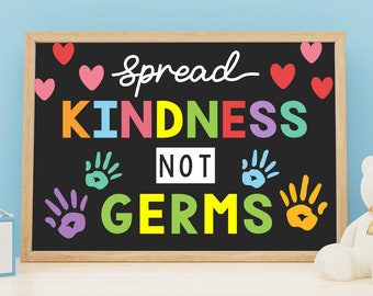 Spread Kindness Not Germs School Health Safety Poster Health | Etsy