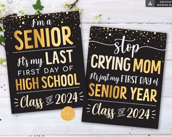 First Day of Senior Year Sign First Day of 12th Grade Sign Class of ...