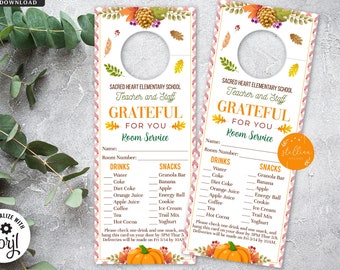 Thanksgiving Room Service Door Hanger, Fall Grateful for You Staff ...
