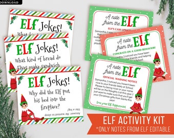 EDITABLE Elf Jokes and Notes From the Elf, Elf Letters, Elf Report Card ...