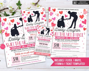 EDITABLE Daddy Daughter Sweetheart Valentine's Day Dance, School Dance ...