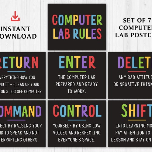 Computer Lab Poster Set Classroom Decor INSTANT DOWNLOAD - Etsy