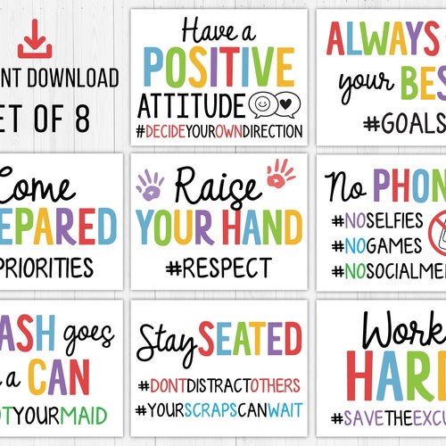 Hashtag Signs Posters for Bulletin Boards Classroom Rules - Etsy
