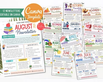 EDITABLE Yearly Pto Pta Newsletter Template Set, Classroom Printable ...