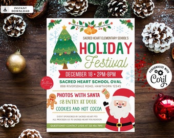 EDITABLE Christmas Holiday Festival Christmas Flyer Poster Community ...