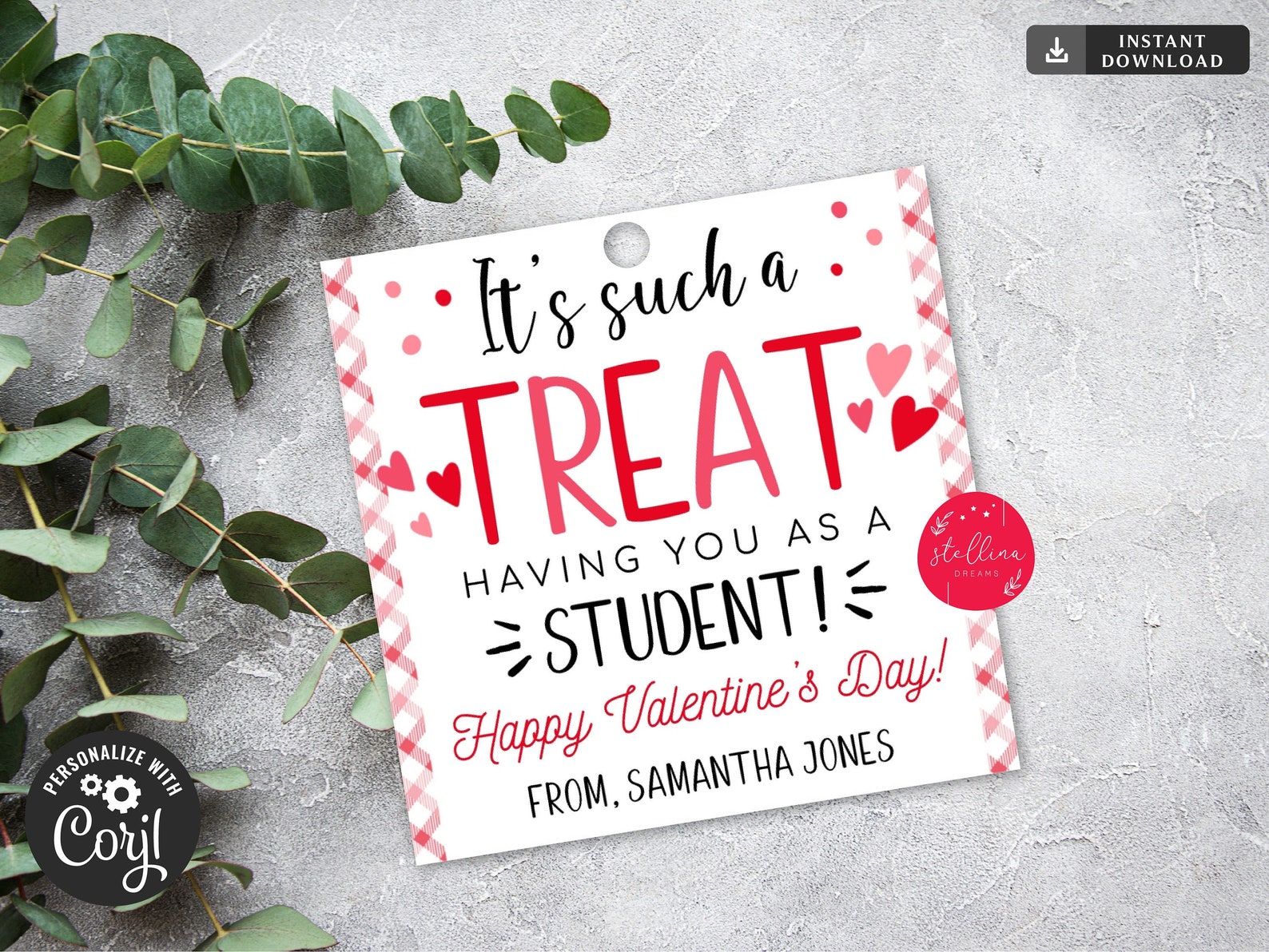 Such A Treat Having You as A Student Valentine's Day Tags, From Teacher ...